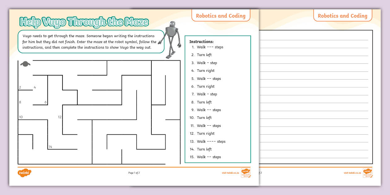 Robotics and Coding - Help Vuyo Through the Maze - Twinkl