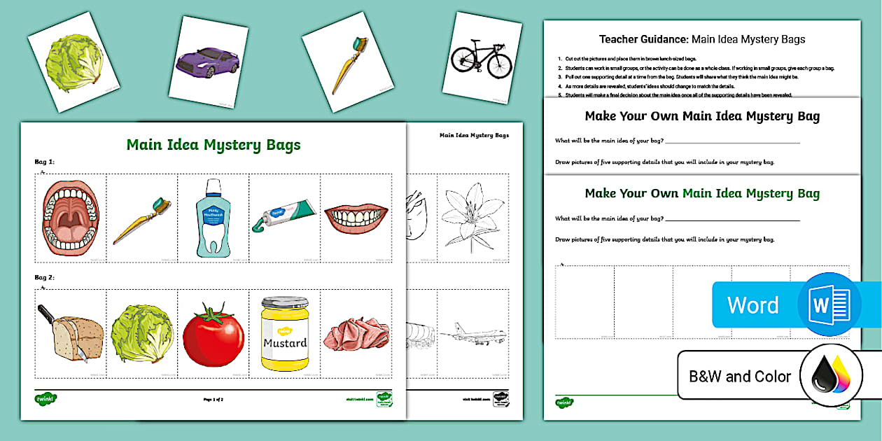 Main Idea Mystery Bag Activity for 3rd-5th Grade - Twinkl
