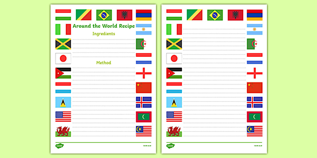 Around the World Recipe Writing Frame - Twinkl