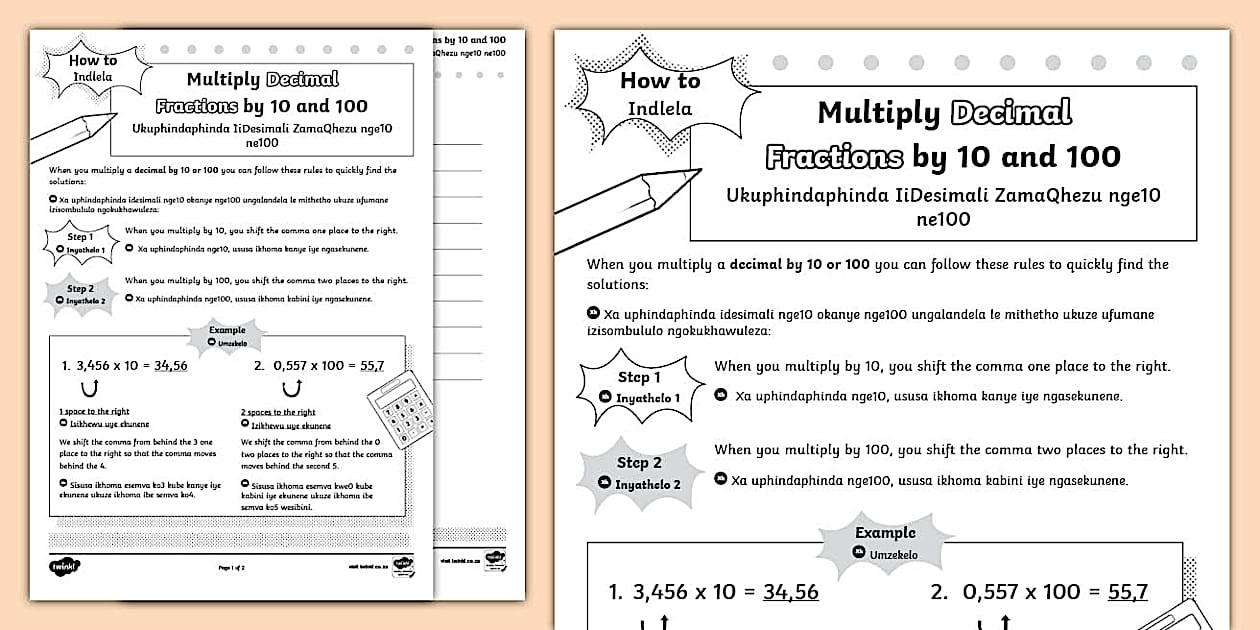 How to Multiply Decimal Fractions by 10 and 100 IsiXhosa