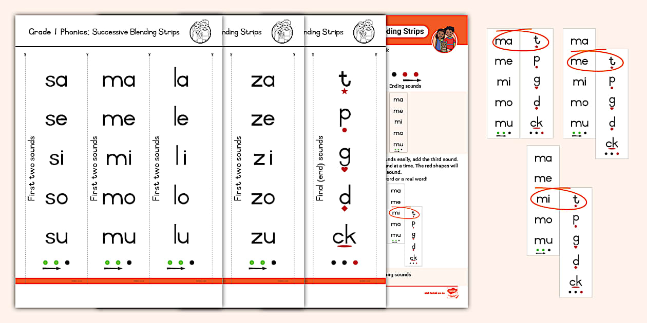 FREE! - Grade 1 Phonics: Successive Blending Strips - Twinkl