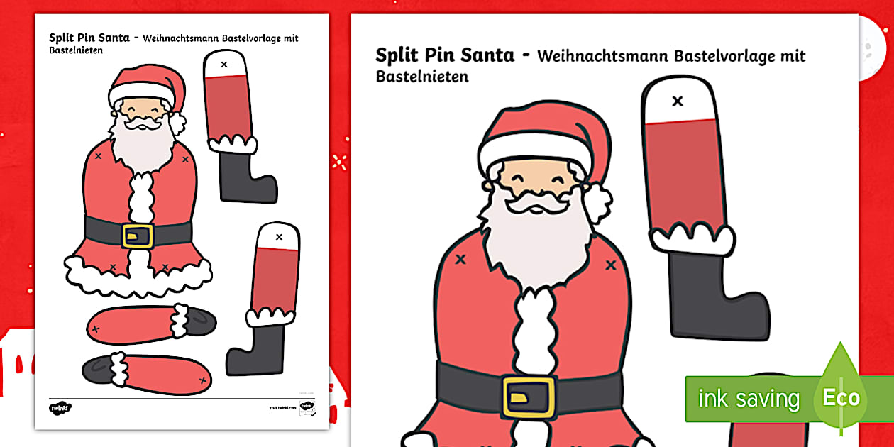 Split Pin Santa Paper Craft English/German - Twinkl