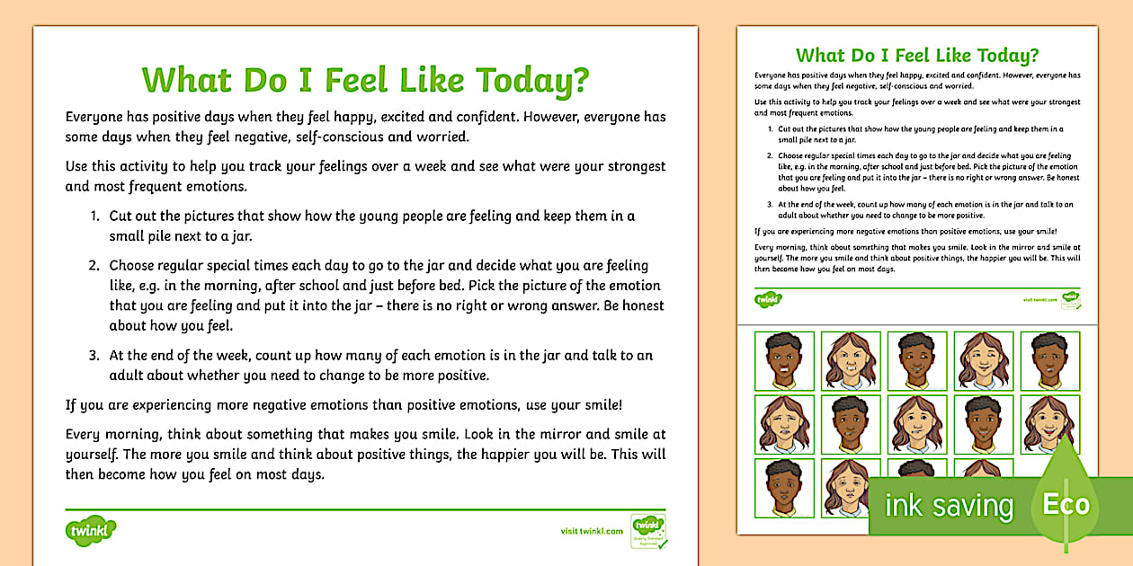 What Do I Feel Like Today? Worksheet (teacher made) - Twinkl