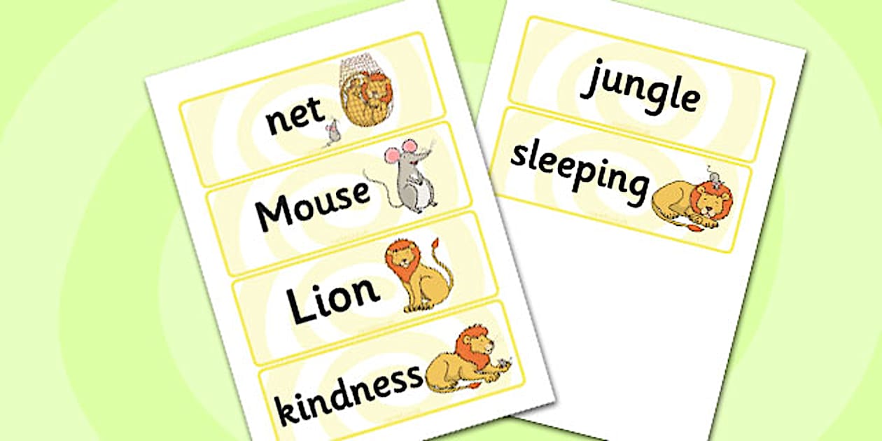 The Lion And The Mouse Word Cards (teacher made) - Twinkl