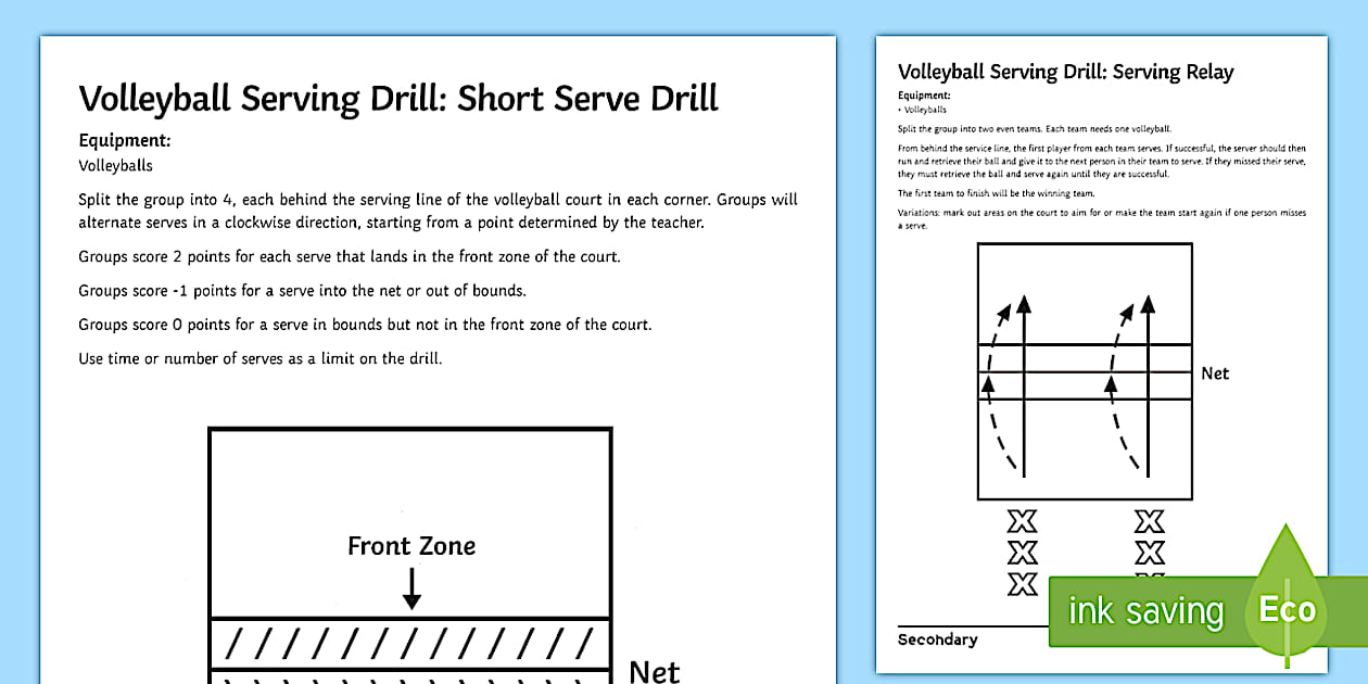 Volleyball: Serving Drills Techniques Cards (teacher made)