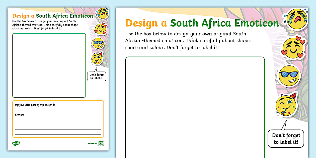 Design Your Own South Africa Emoticon Activity - Twinkl