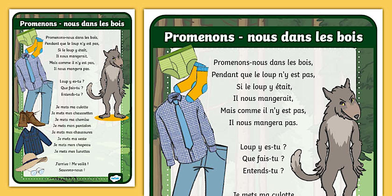 Comptine - Promenons-nous dans les bois - Twinkl