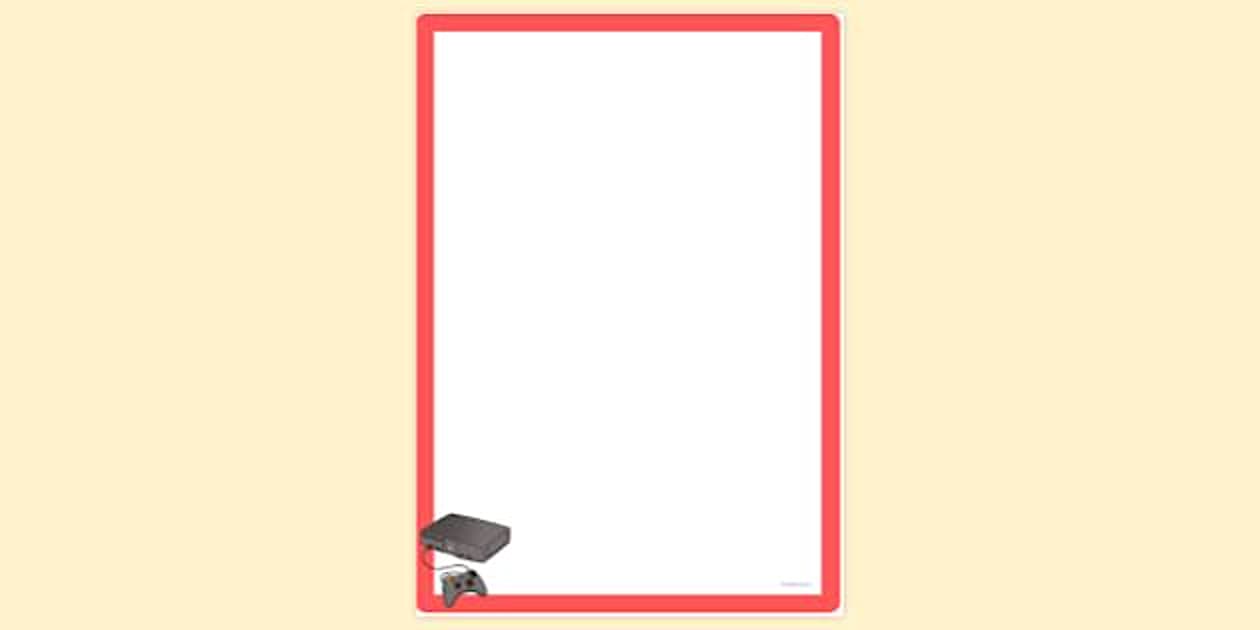 Simple Blank Game Console page border, page border sheets, activities,