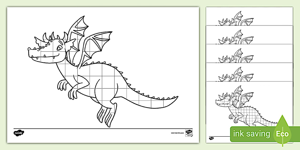 Dragon Mosaic Colouring Page, Dragons Colouring - Twinkl