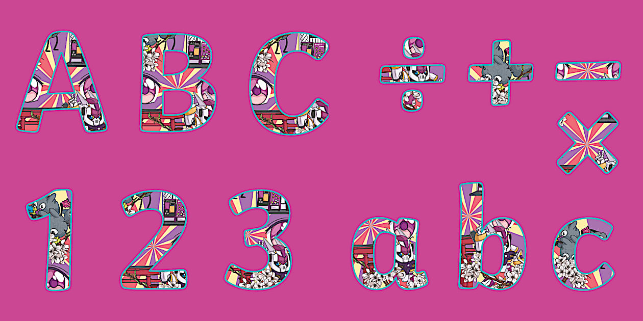 "ANIME-zing" Class Bulletin Board Letters & Numbers