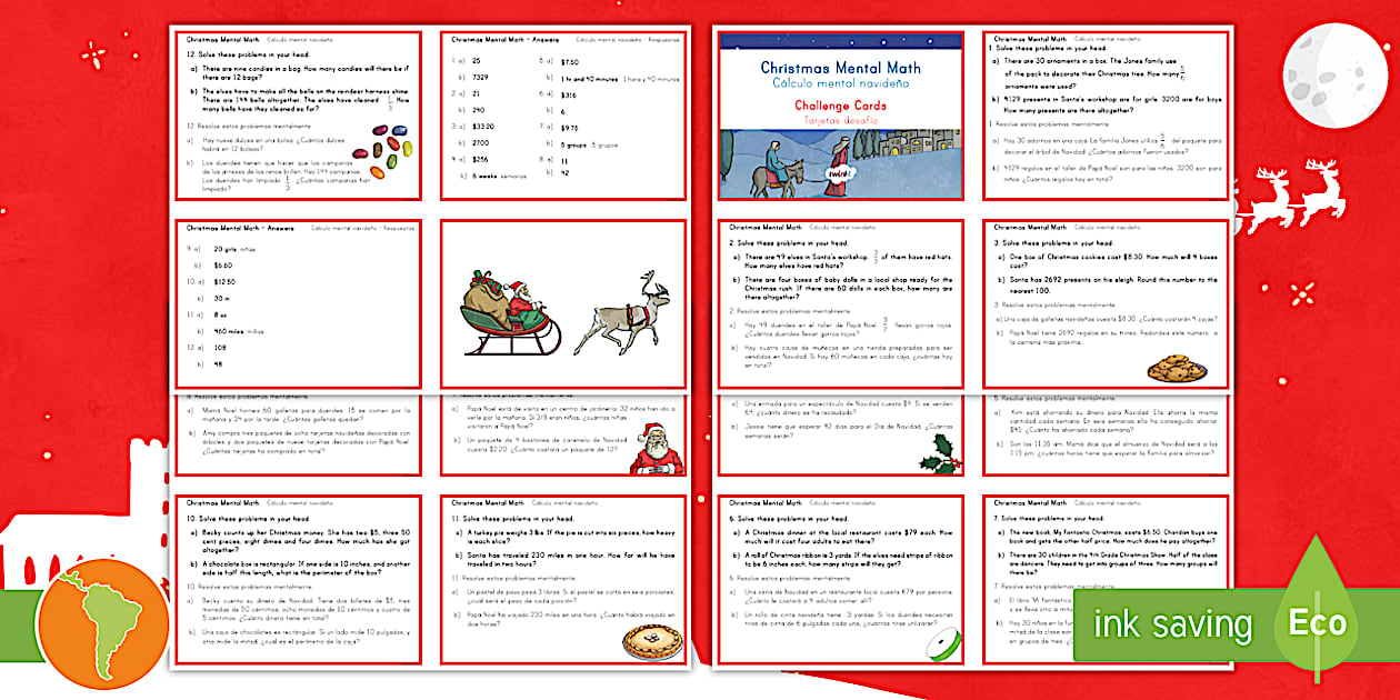 Christmas Mental Maths Challenge Cards (Teacher-Made)