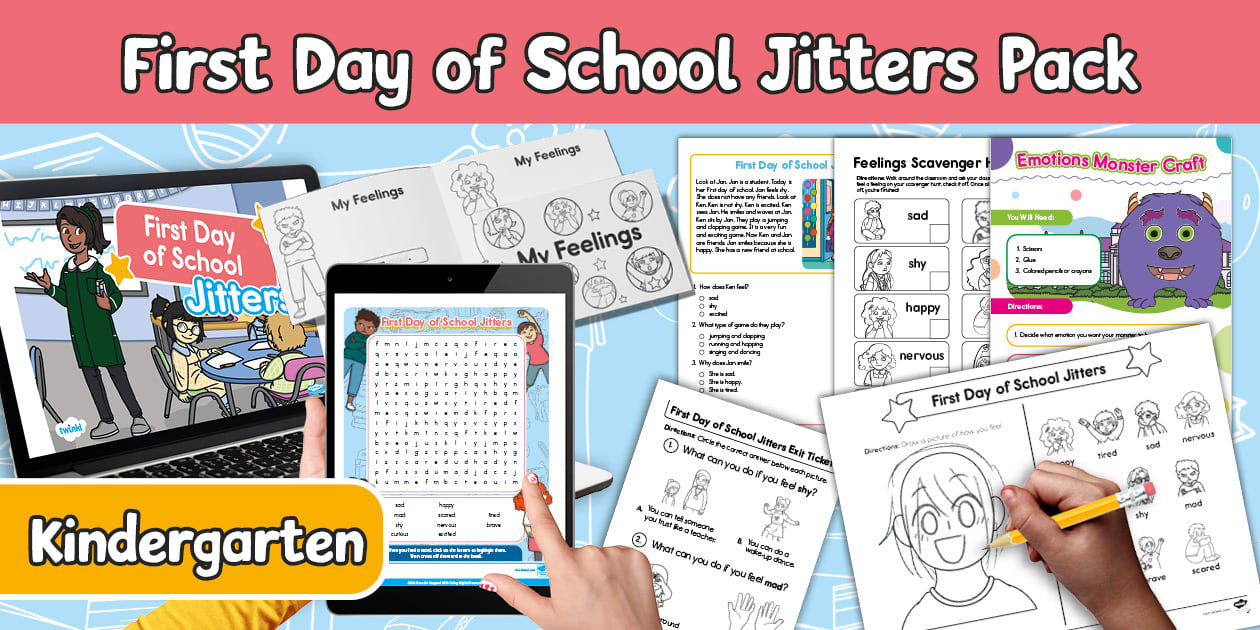 Kindergarten First Day of School Jitters Lesson Pack