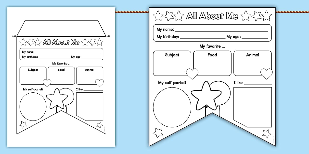 All About Me Bunting (teacher made) - Twinkl