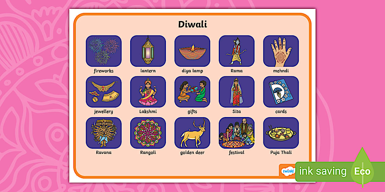 Hindu Diwali Word Mat for Learning and Writing - Twinkl