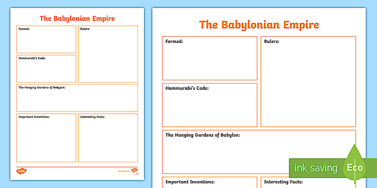 Ancient Mesopotamia: Babylonian Empire Worksheet - Twinkl