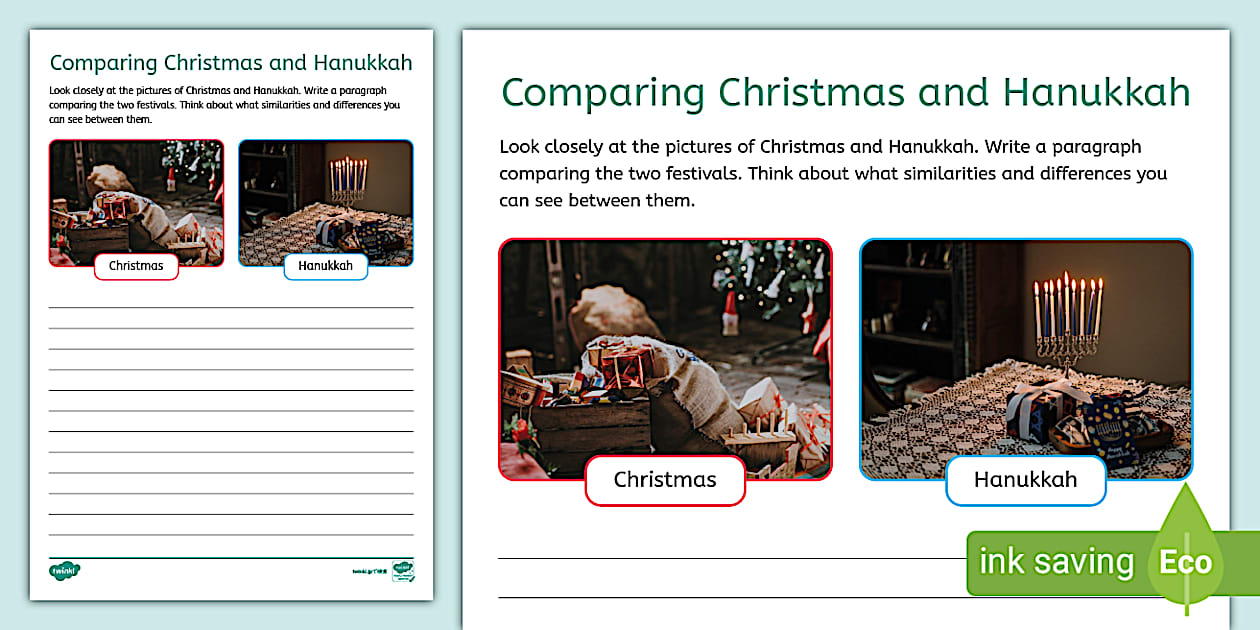Comparing Christmas and Hanukkah Worksheet (Teacher-Made)