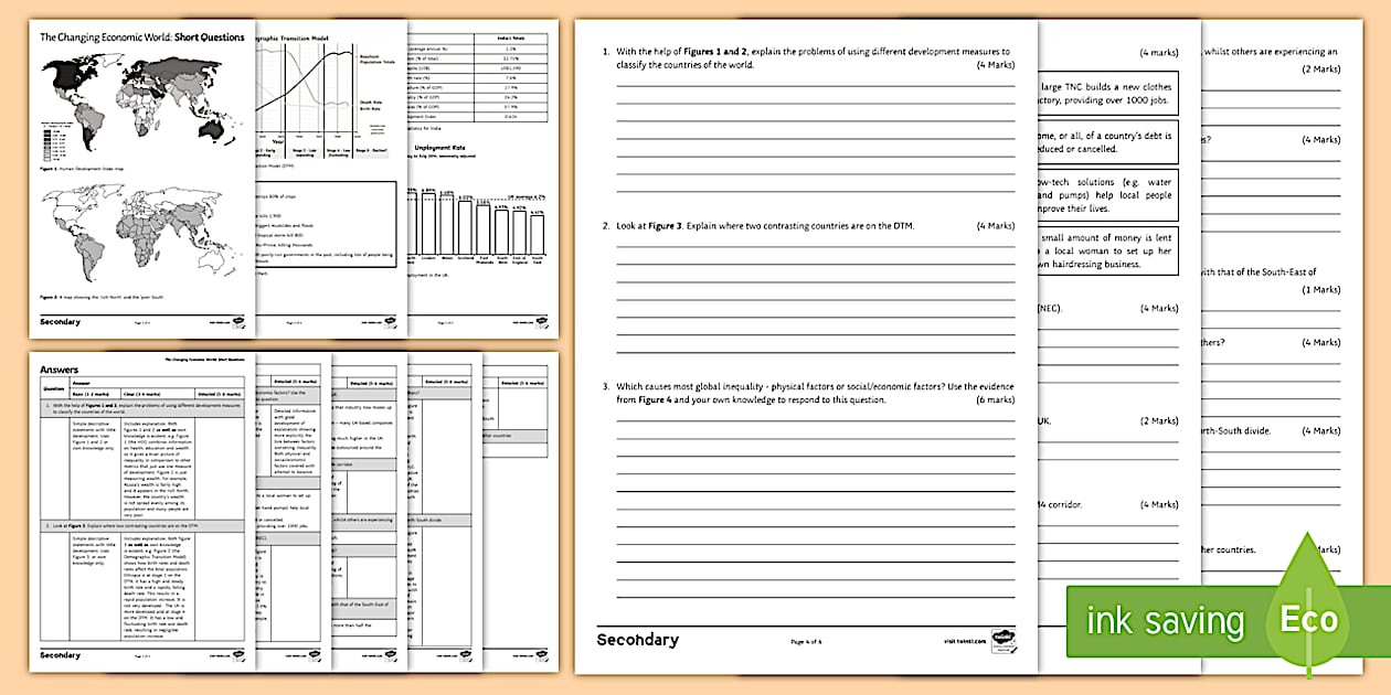 The Changing Economic World: Short Questions Assessment Pack