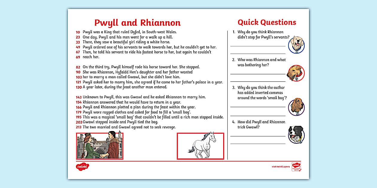 60 Second Read- Pwyll and Rhiannon (Teacher-Made) - Twinkl