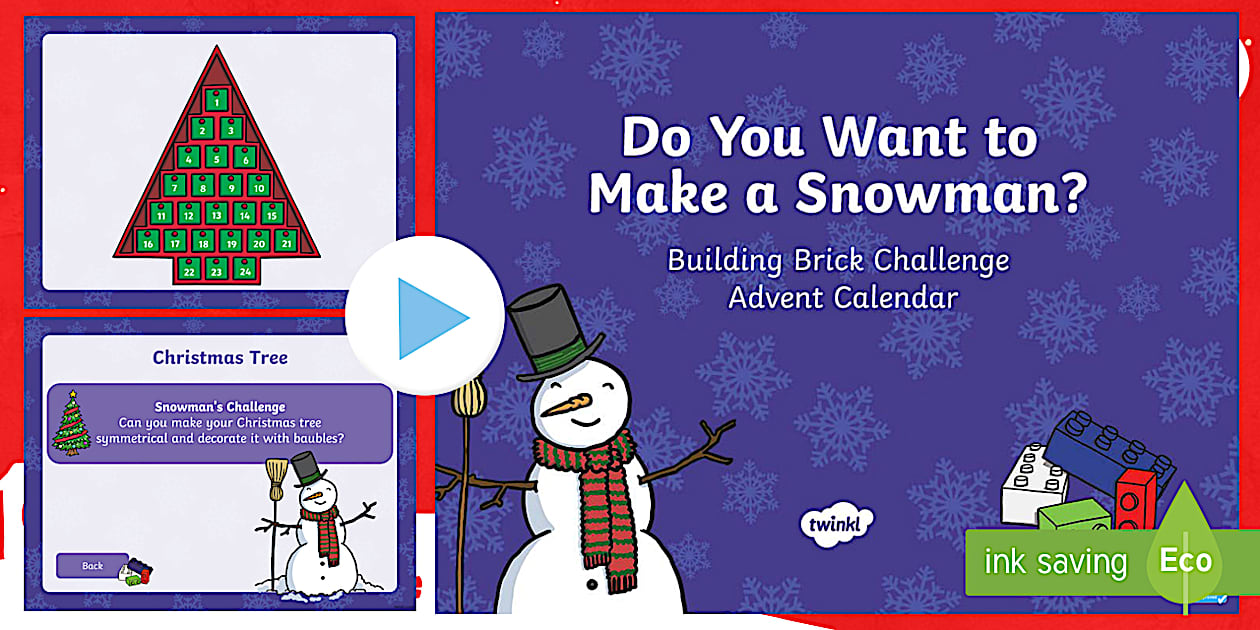 Building Brick Challenge Advent Calendar PowerPoint - Twinkl