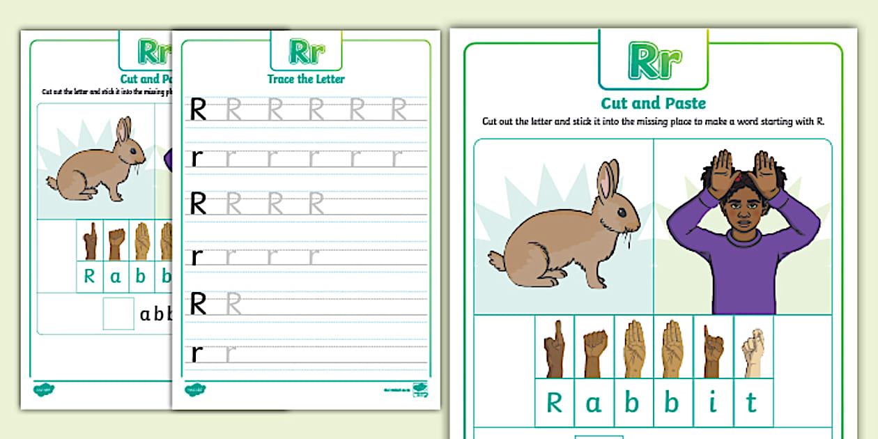 Letter R Handwriting Worksheet with SASL (Teacher-Made)