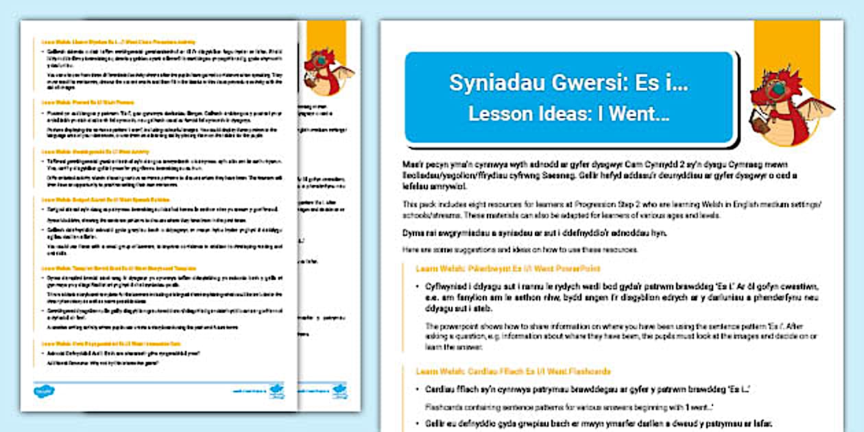 Learn Welsh: Syniadau Gwersi Es i/I Went Lesson Ideas