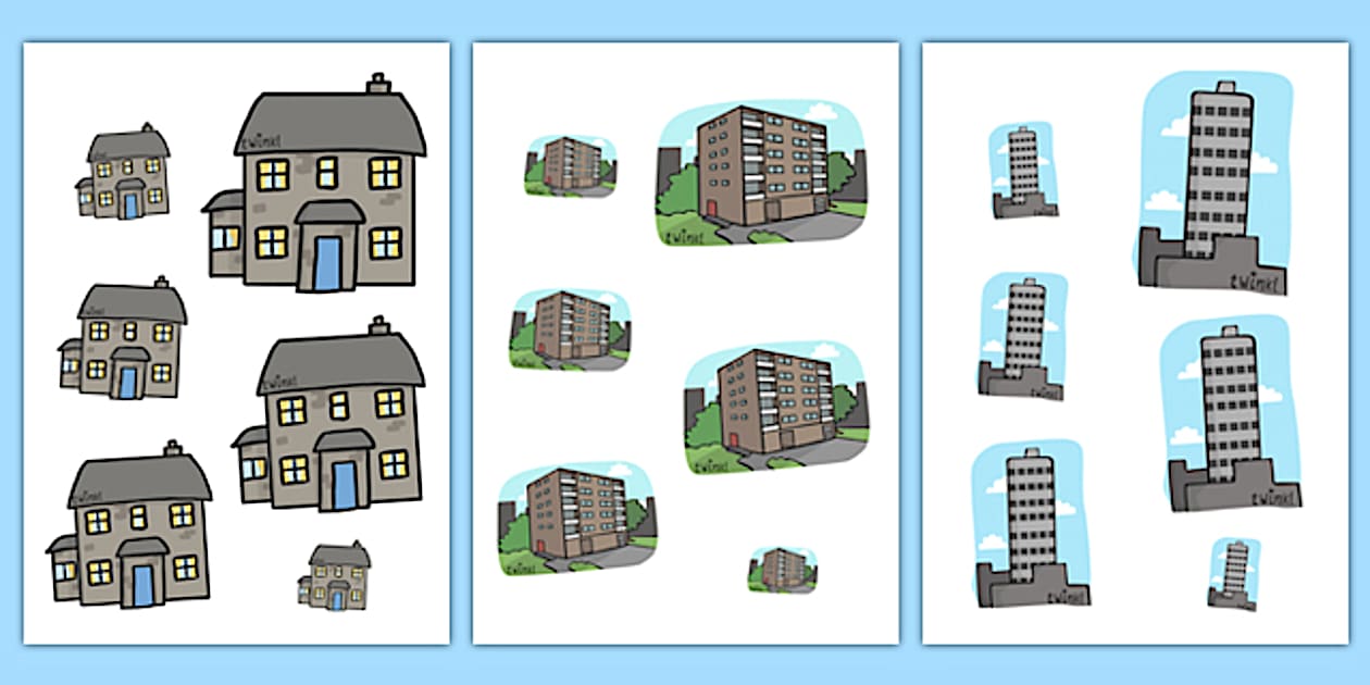 Houses and Homes Size Ordering (teacher made) - Twinkl