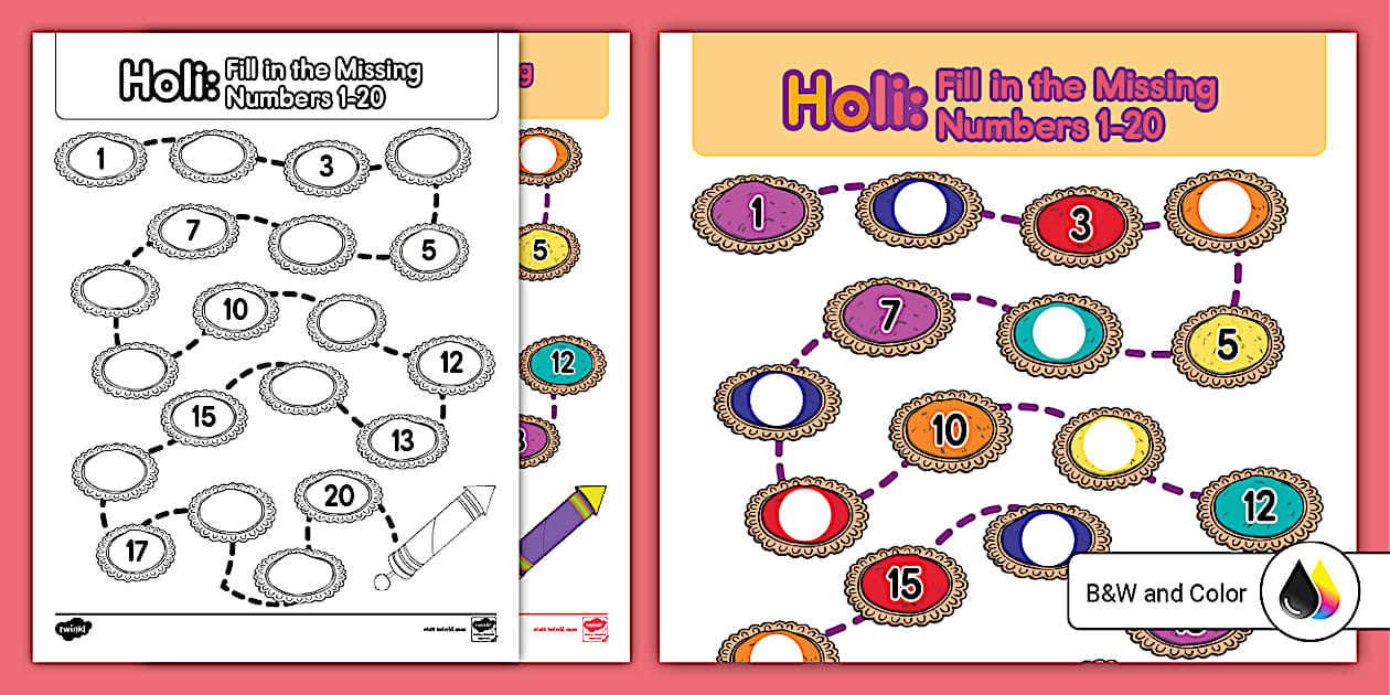 Fun Holi Math Worksheet for Kindergarten | Twinkl USA