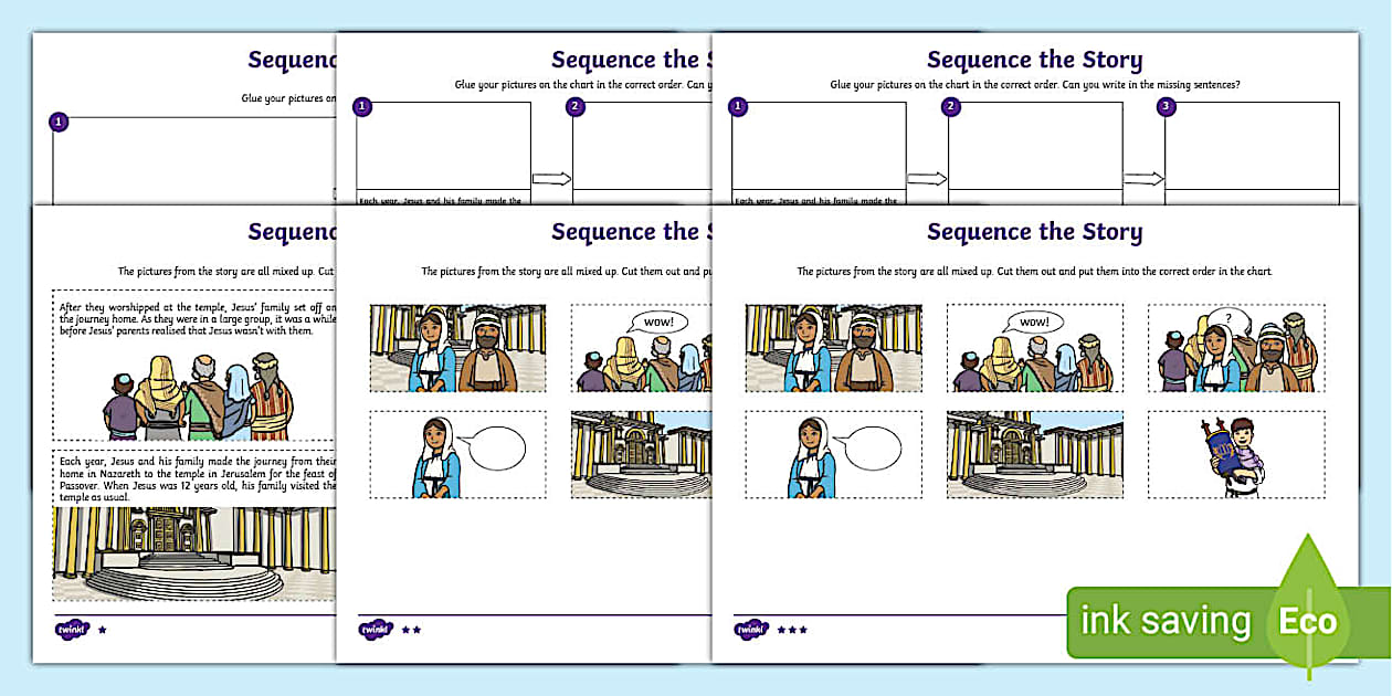 Editable Boy Jesus in the Temple Differentiated Picture Story Sequence ...