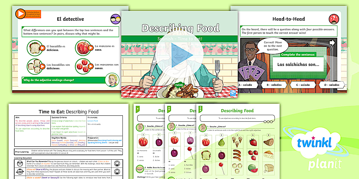 Spanish Food KS2 - Time to Eat: Describing Food Lesson Pack