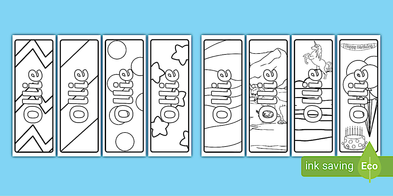 Ollie Name Simple Colouring Bookmarks | Reading | Twinkl KS1