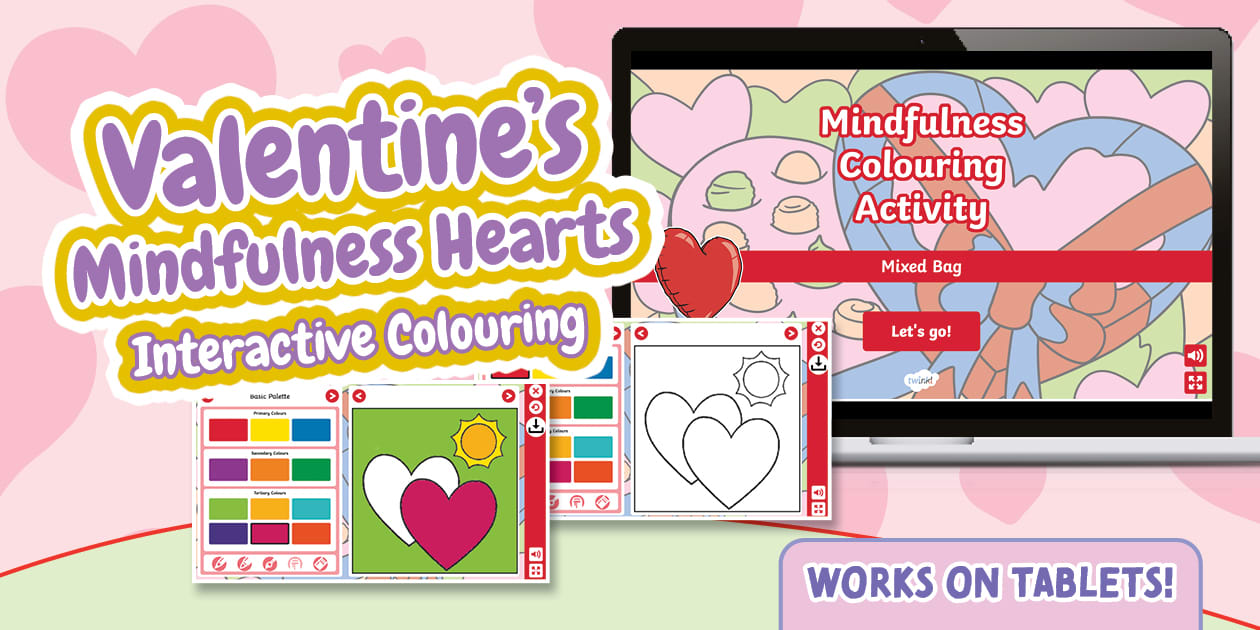 Valentine's Mindfulness Hearts Interactive Colouring