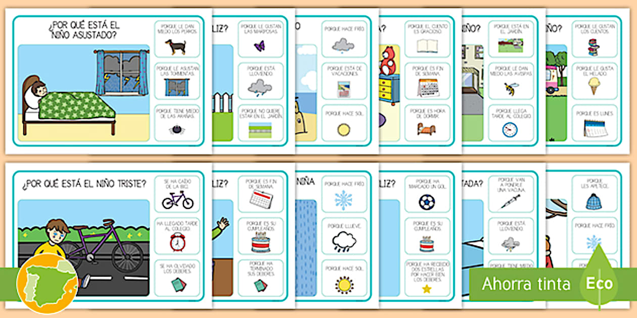 Tarjetas educativas para imprimir y laminar: Causa y efecto