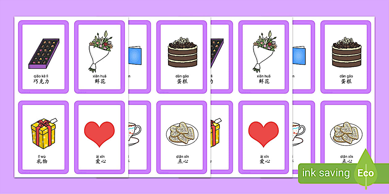 *Singapore Mandarin with Pinyin Mother's Day Pairs Matching Game*