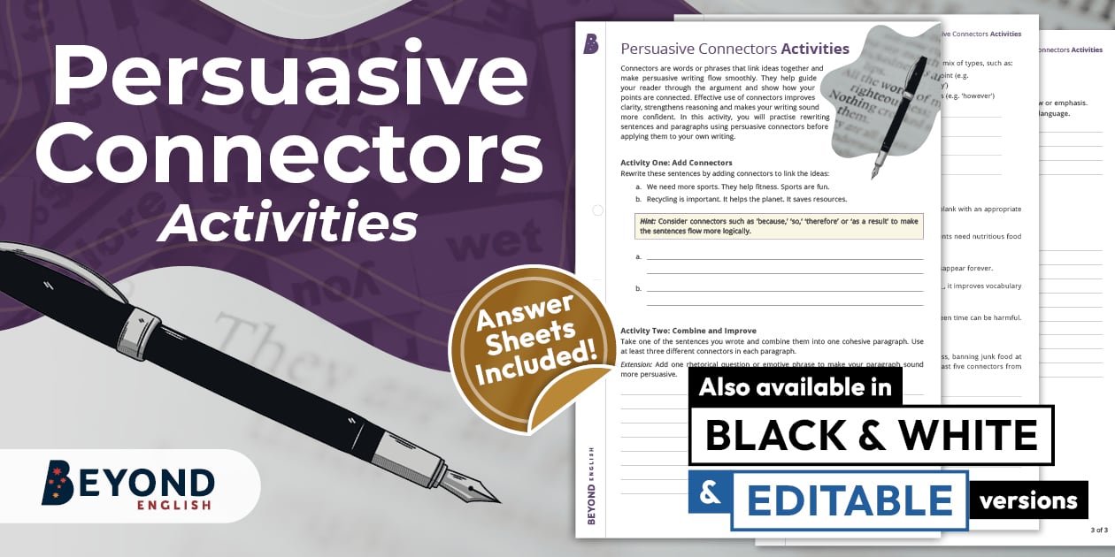 Persuasive Connectors Activities