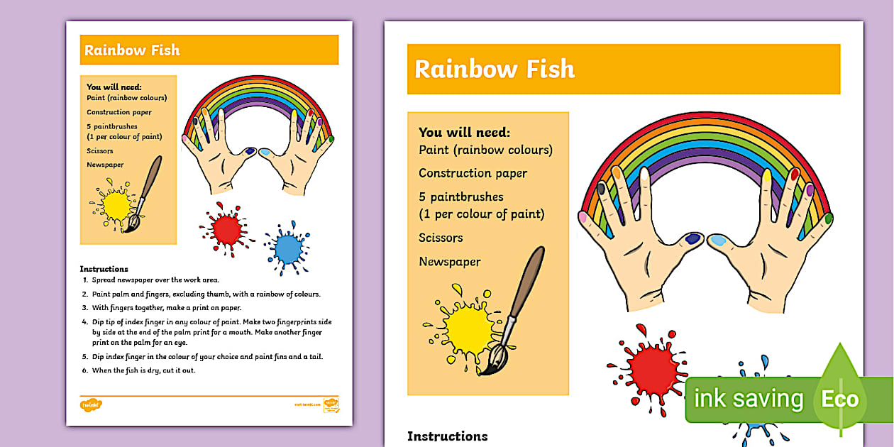 Rainbowfish Hand Printing Activity (teacher made) - Twinkl