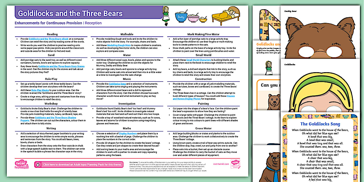 Goldilocks Continuous Provision Planning Ideas (Reception)