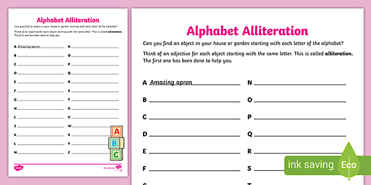Editable Alphabet Alliteration P4 Home Learning Scavenger Hunt