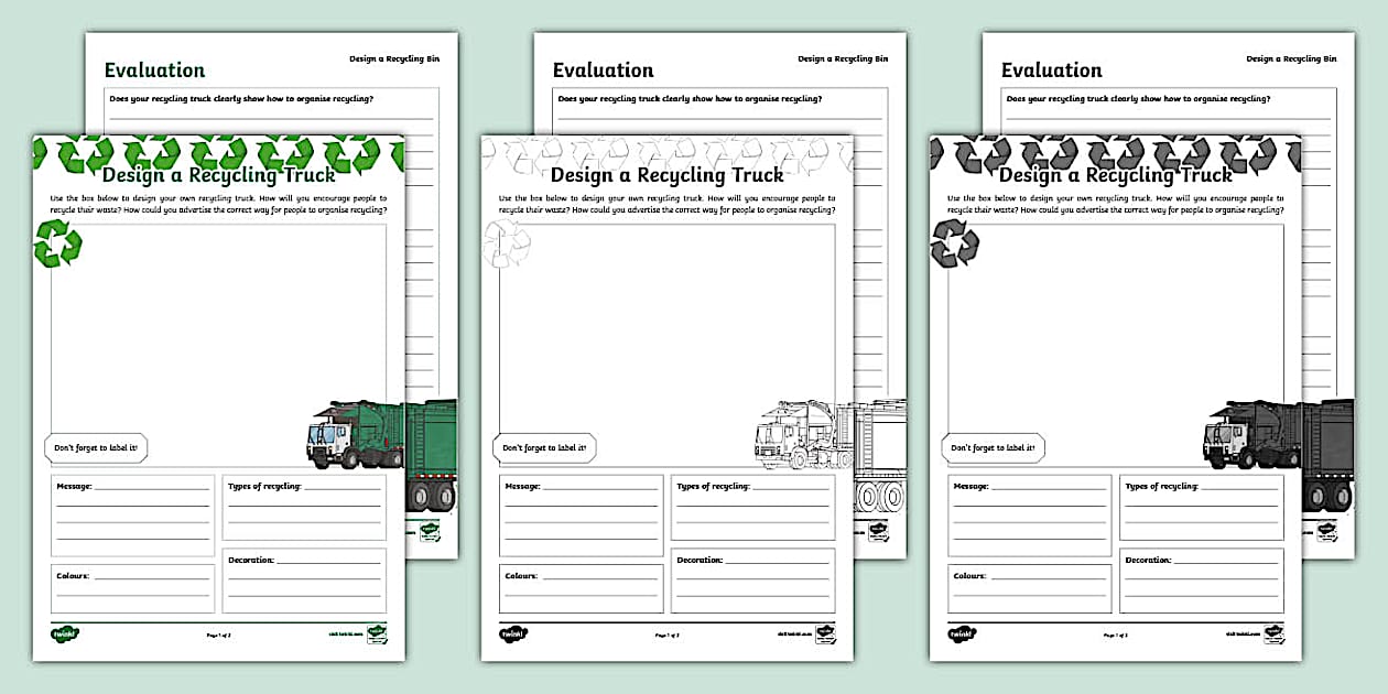 Design a Recycling Truck Worksheet (Teacher-Made) - Twinkl