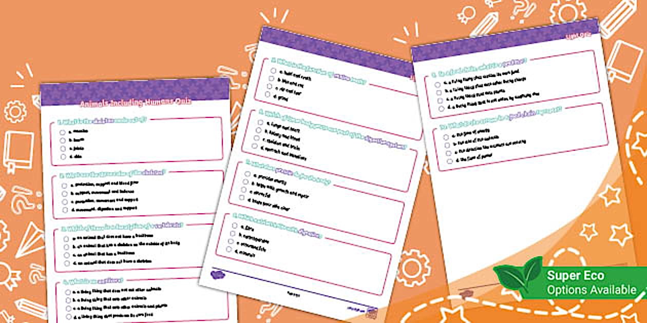 Animals including Humans Quiz (Ages 7 - 9)