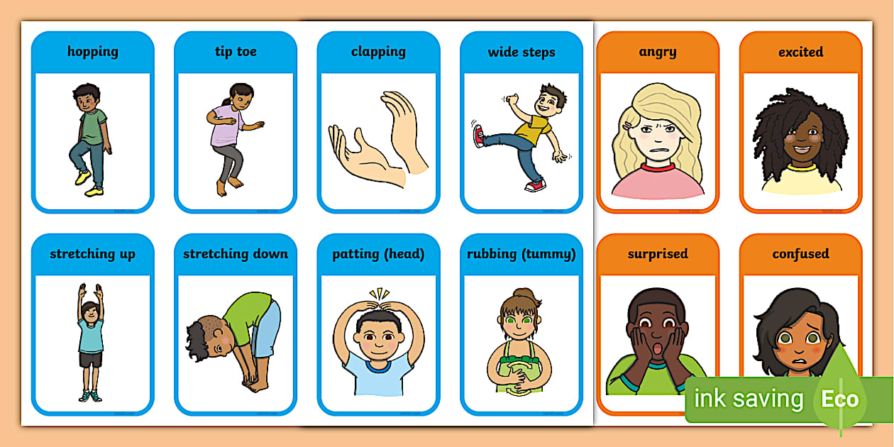 Editable Action and Emotion Words Flash Cards - Twinkl