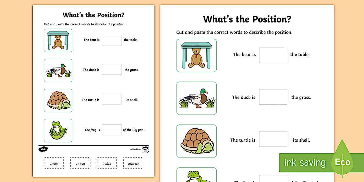 Editable What's the Position Cut and Paste Worksheet