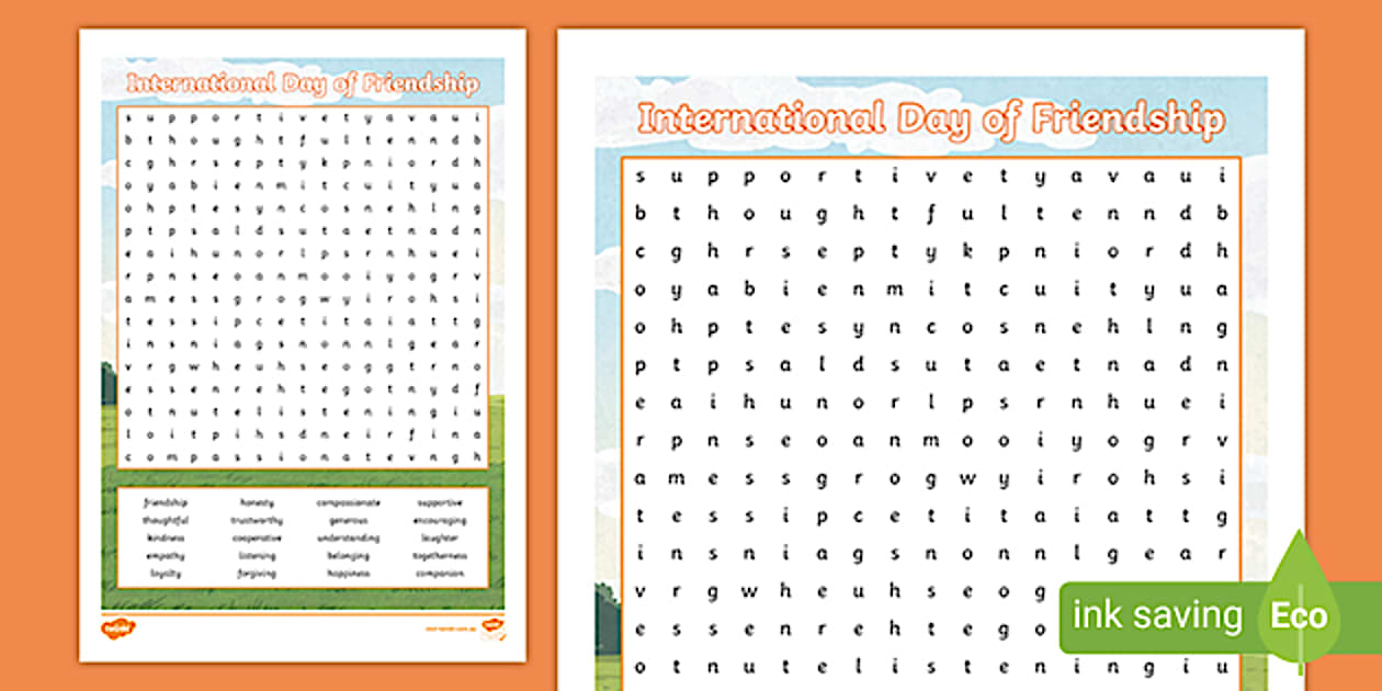 International Day of Friendship Year 5-6 Word Search