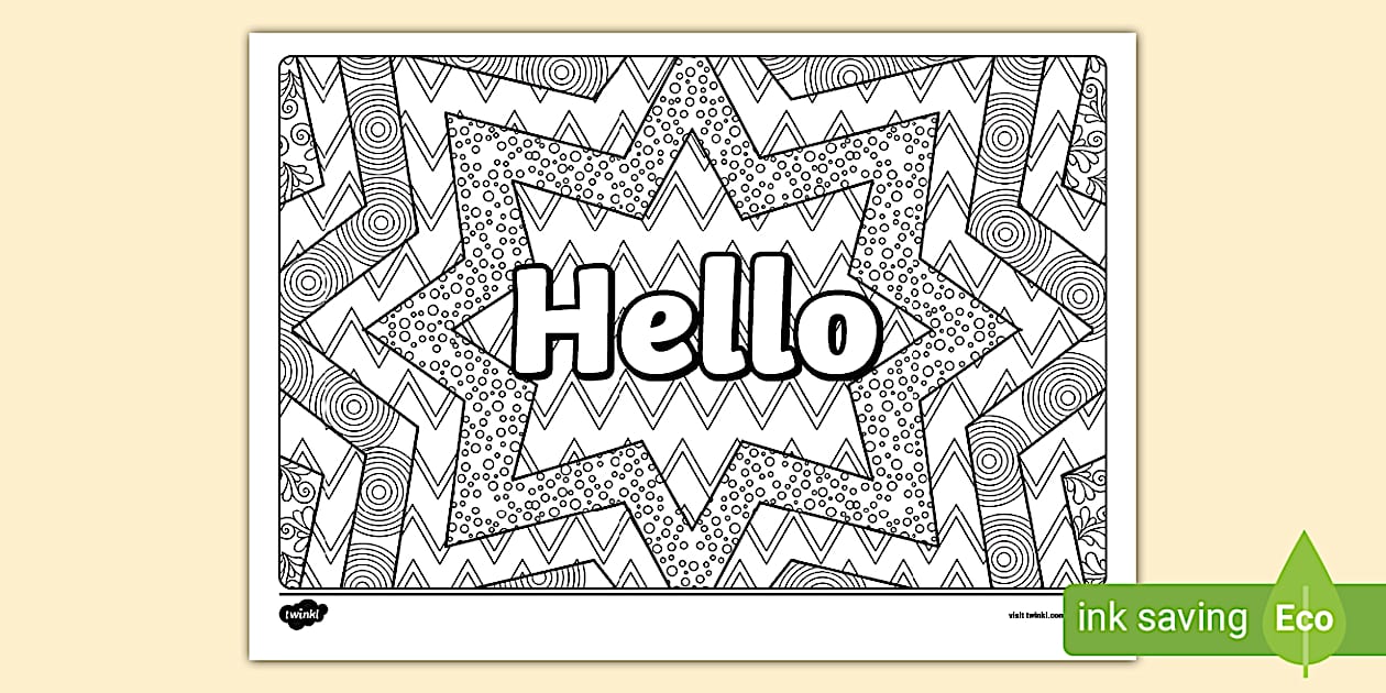 Hello Colouring Sheet (teacher made) - Twinkl