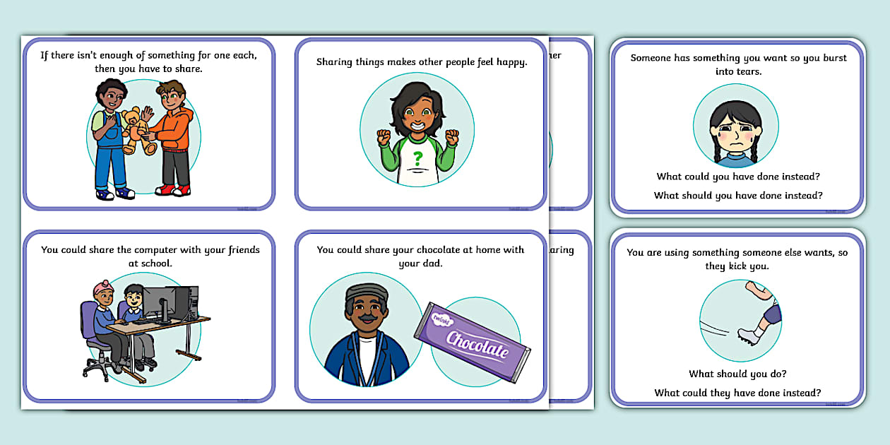 Sharing Cards (teacher made) - Twinkl