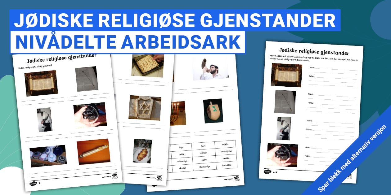 Nivådelte arbeidsark om jødiske religiøse gjenstander