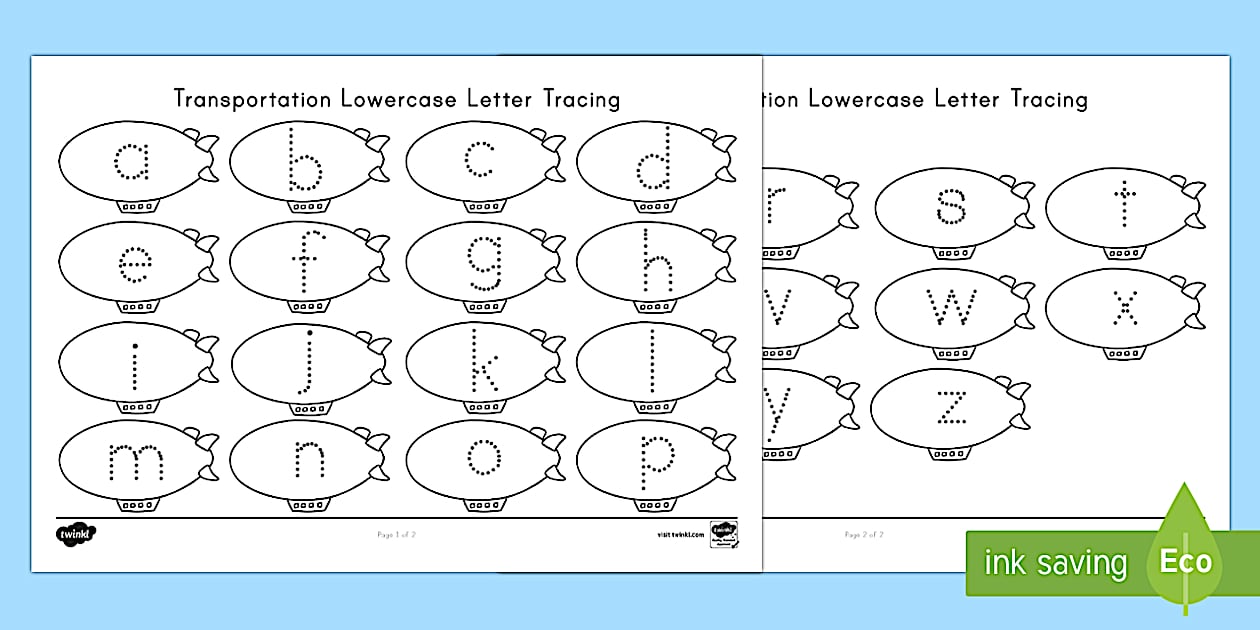 Transportation Lowercase Letter Tracing Worksheet / Worksheet