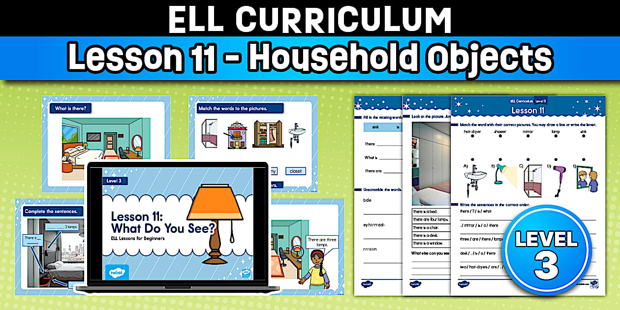 ELL Curriculum Level 3 Lesson 11 Household Objects Pack