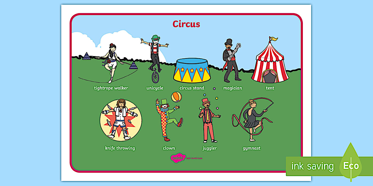 Cursive Circus Scene Word Mat (teacher made) - Twinkl