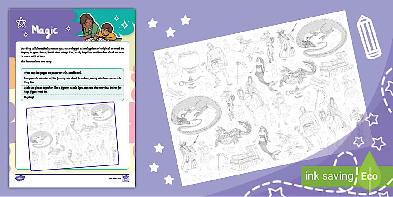 Magic Family Collaborative Colouring (Ages 7 to 11) - Twinkl
