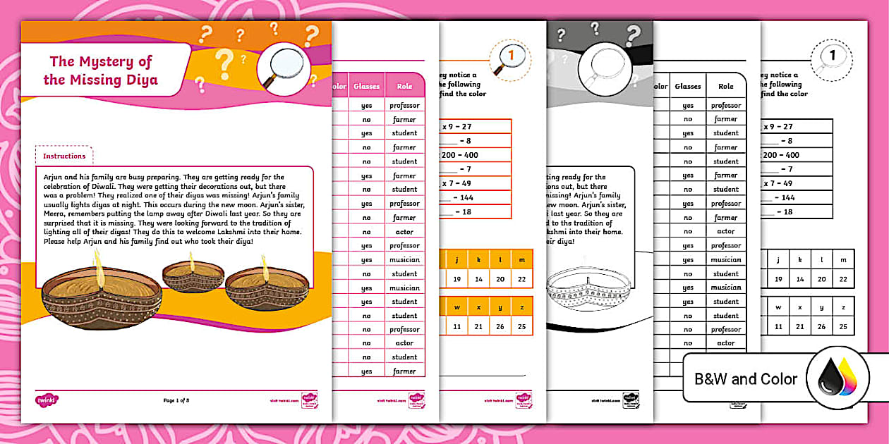 The Mystery of the Missing Diwali Diya Math Project - Twinkl